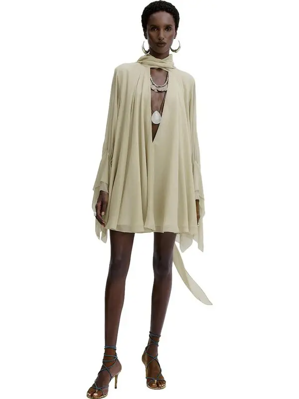 DE LA VALI Ambrose High-neck Mini Dress - Olive
