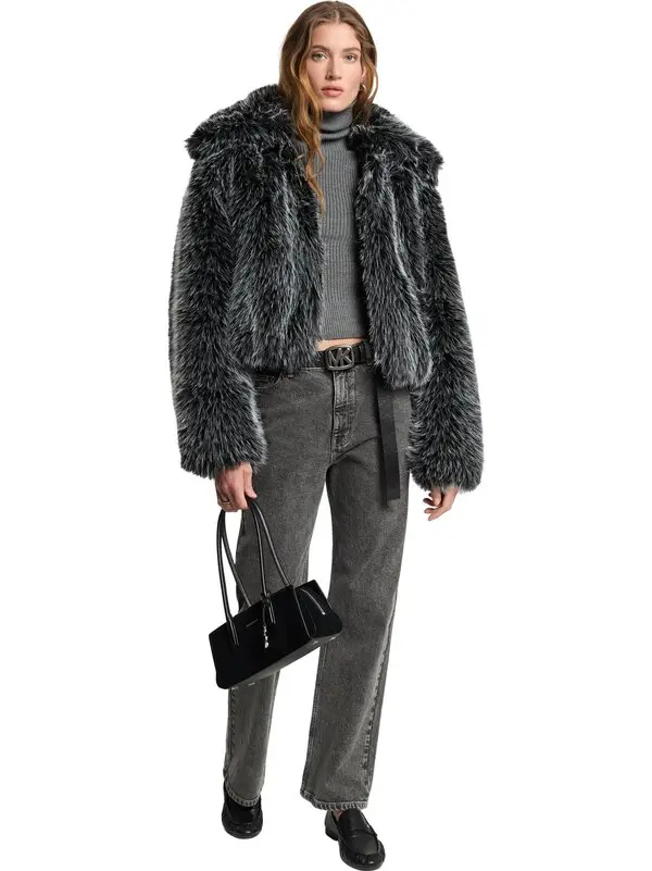 Michael Kors Faux Fur Blouson Jacket In Size By - Black
