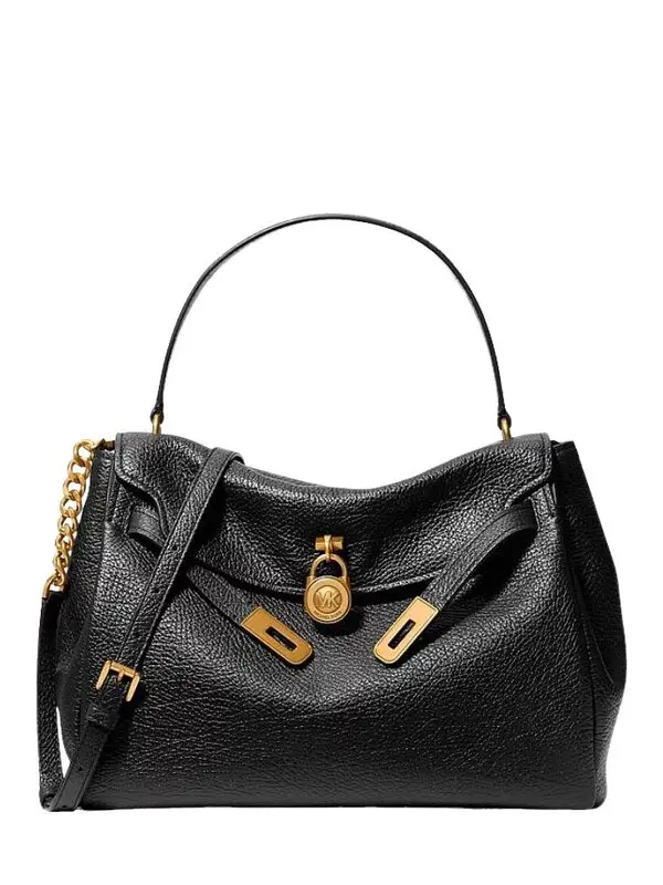 Michael Kors Hamilton Textured Leather Soft Satchel - Onyx