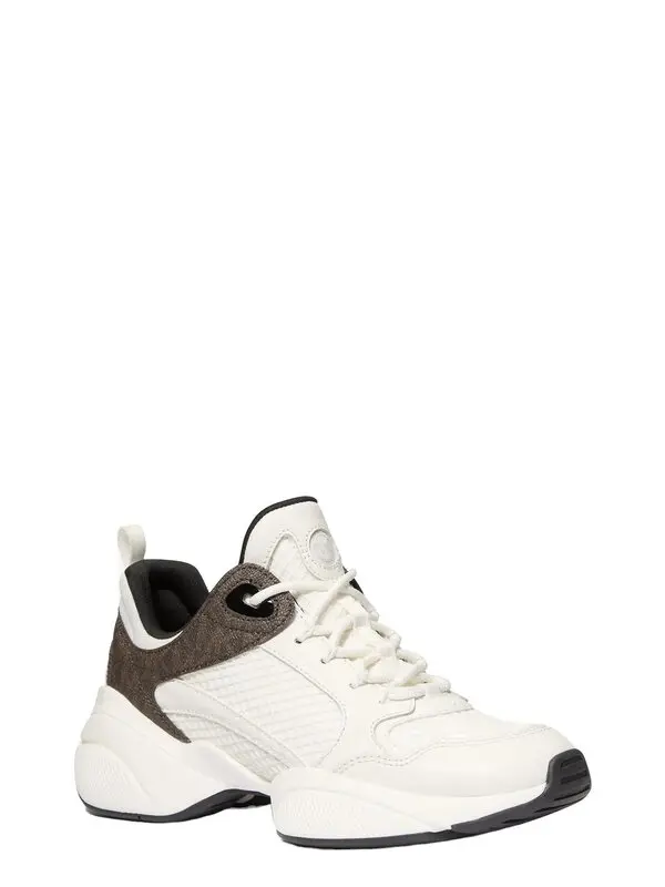 Michael Kors Bowie Mesh And Signature Logo Trainer In Size By - Brown