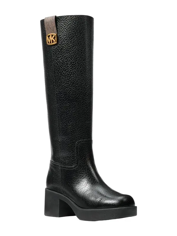 Michael Kors Bryant Leather Platform Boot In Size By - Black