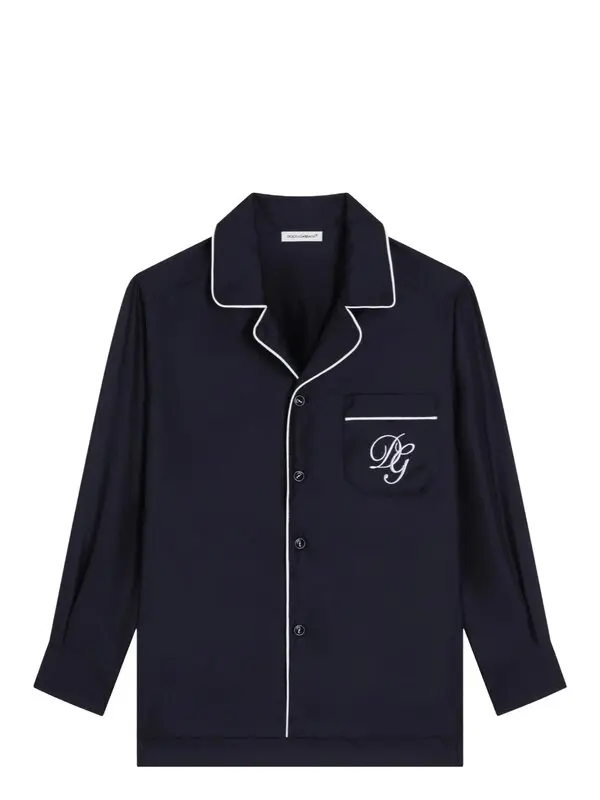 Dolce & Gabbana Logo-embroidered Piped Shirt - Blue