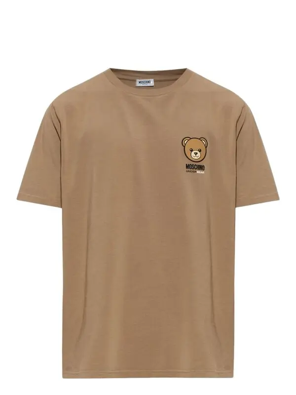 Moschino Bear-printed Short Sleeved T-shirt - Beige