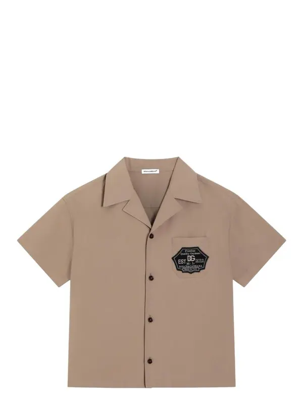 Dolce & Gabbana Logo-patch Short-sleeve Shirt - Beige