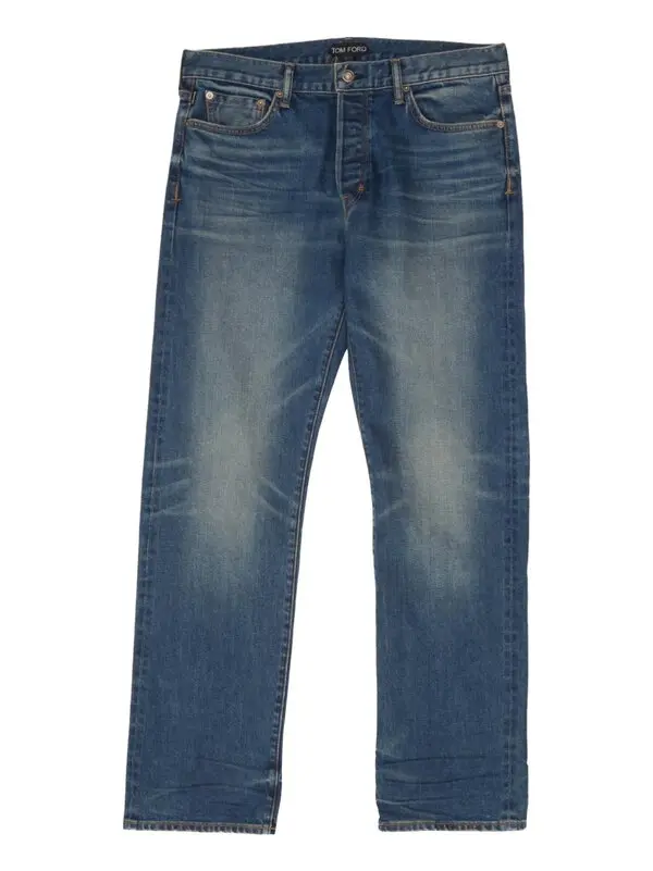 TOM FORD Logo Patch Wide Leg Jeans - No