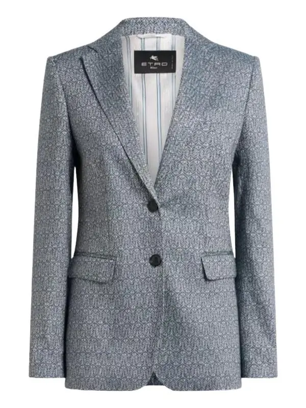 Etro Jacquard Single-breasted Jacket - Light Blue