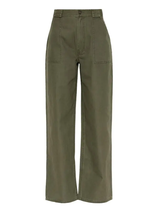 ANINE BING Patch-pocket Cotton Trousers - Green