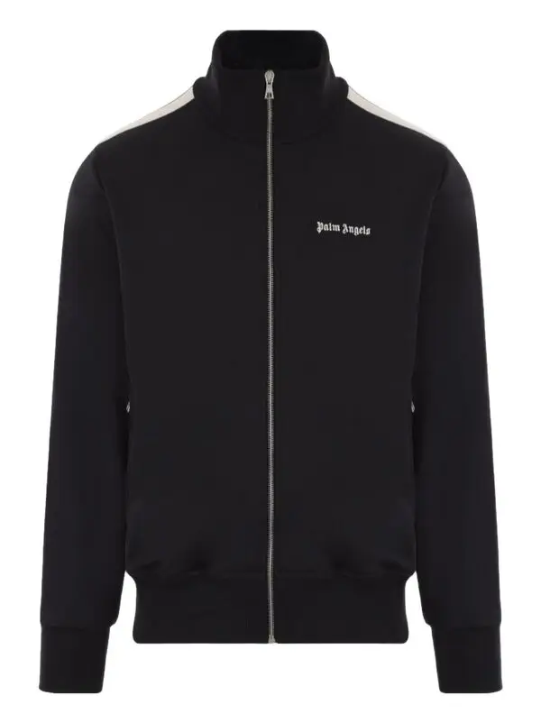 Palm Angels Logo Embroidered Track Jacket - Black