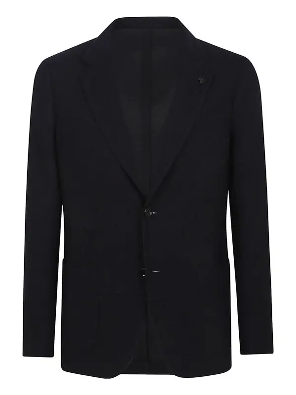 LARDINI Single-breasted Logo Detailed Jacket - Black