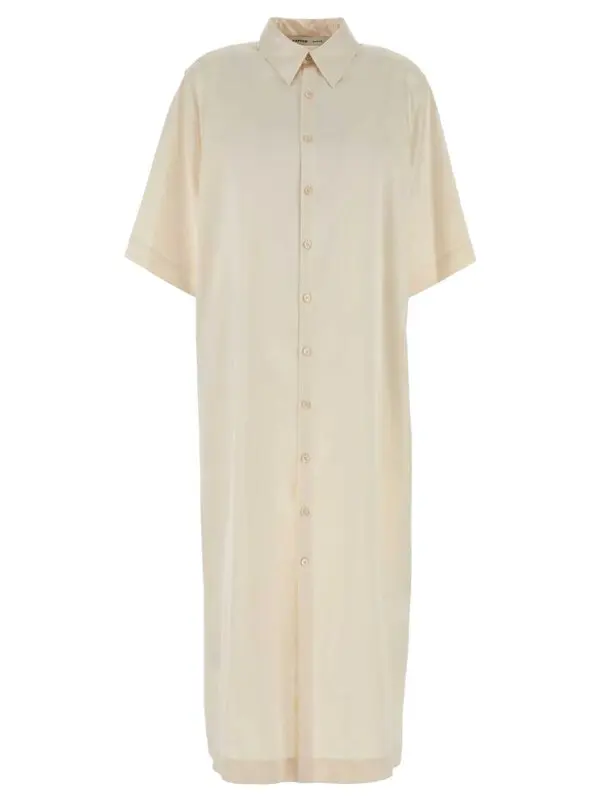 Carven Dr447 Satin Shirt Dress - Ivory