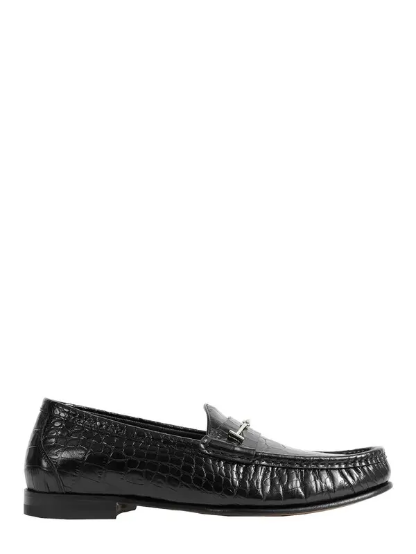 TOM FORD Printed Croc Oscar Loafers - Black