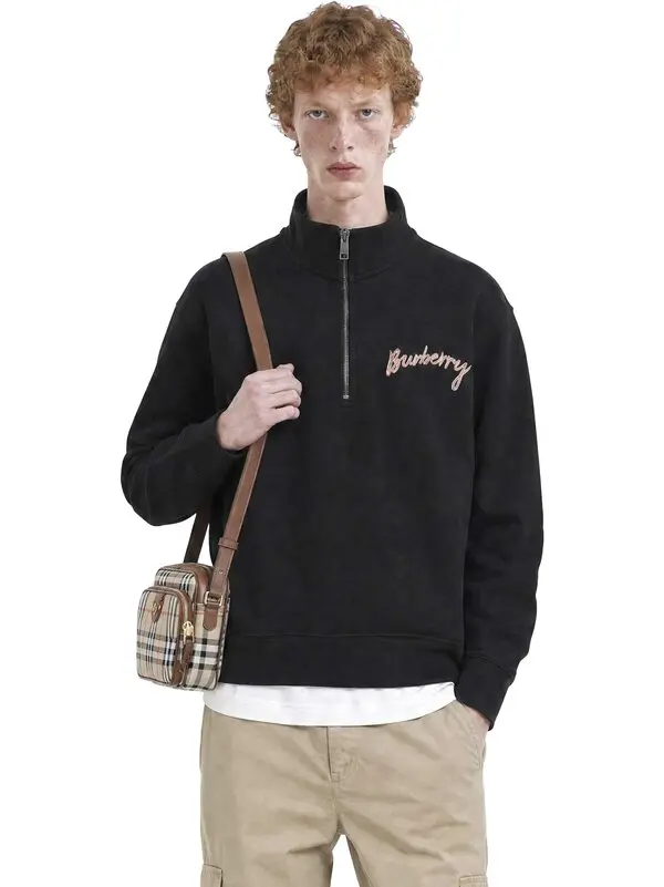 Burberry Cotton Jersey Half-zip Sweatshirt - Black