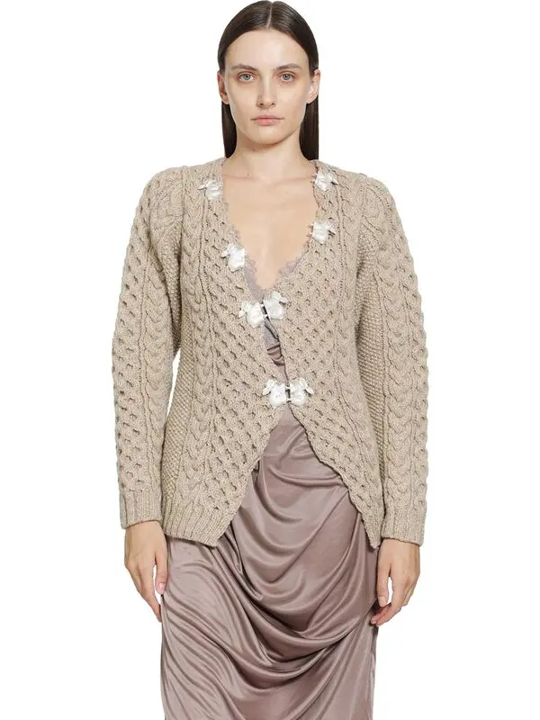 PILLINGS Chunky Wool Cardigan - Beige