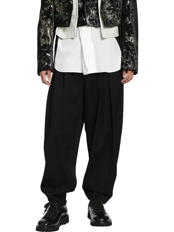 Comme Des Garçons Pleated Wool Pants - Black