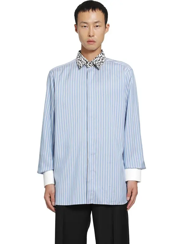 TOM FORD Silk Stripe Contrast Classic Shirt - Blue