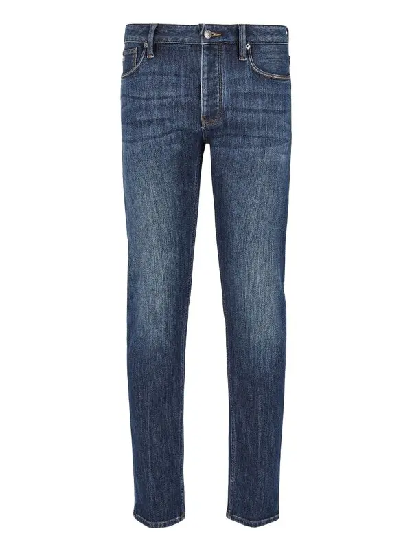 Emporio Armani J75 Logo Patch Slim-cut Jeans - Dark Blue
