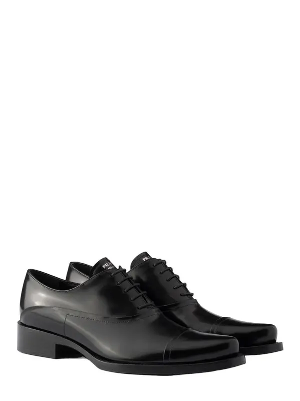Prada Brushed Leather Lace-up Shoes - Black