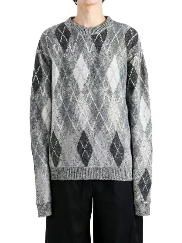 ERL Argyle-knit Sweater - Grey