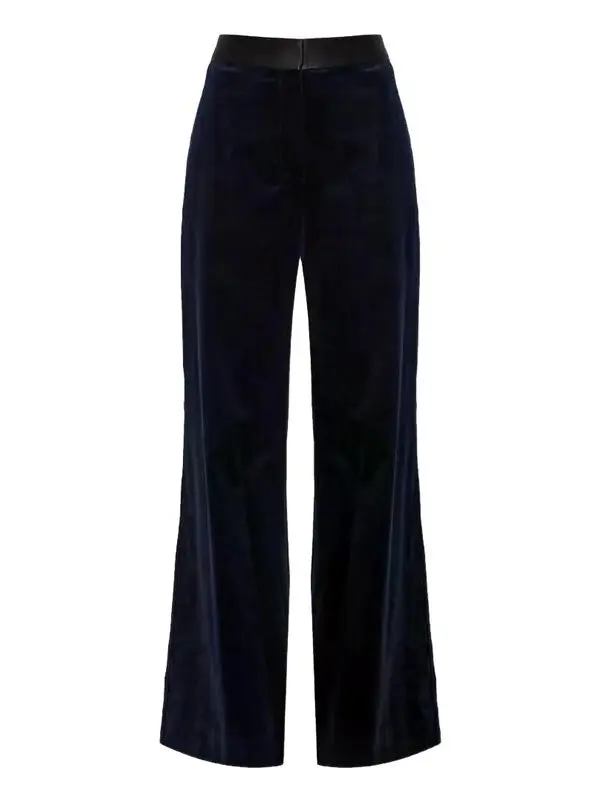 Victoria Beckham Alina Velvet Satin-trim Trousers - Blue
