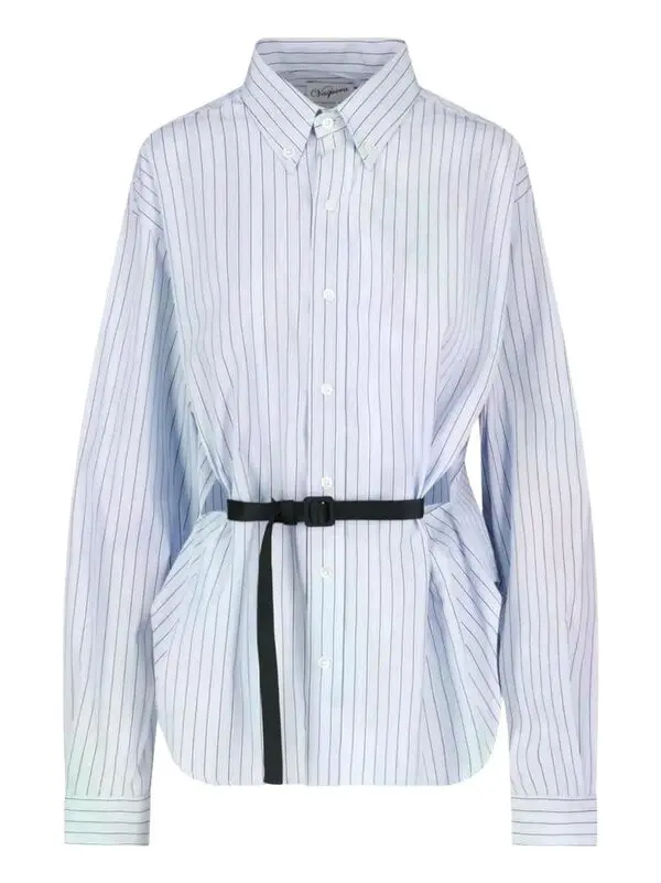 Vaquera Belted Vertical-stripe Shirt - Blue