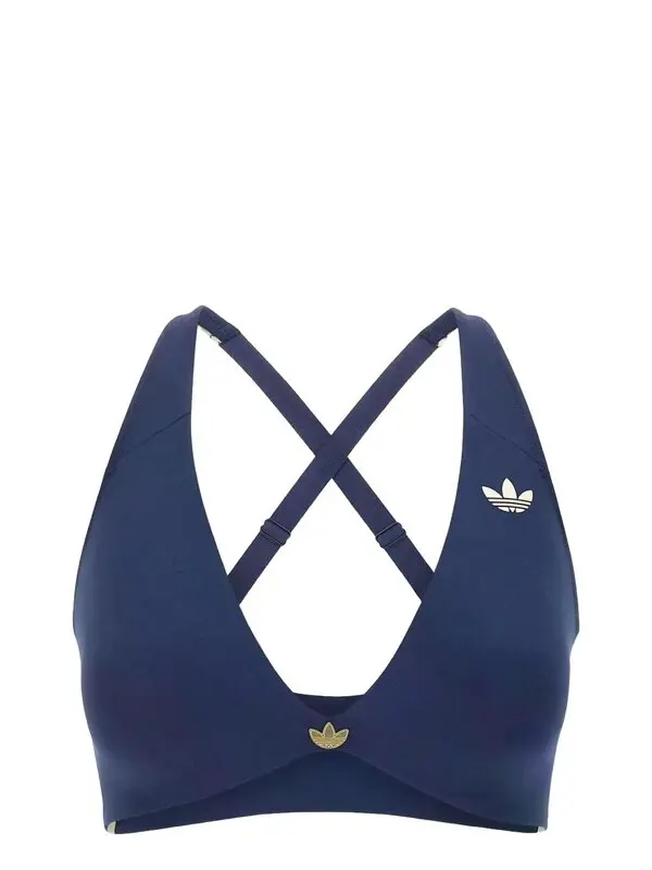 Adidas Logo-plaque Cross-back Sports Bra - Blue
