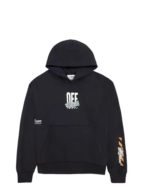 L/AB C/O OFF-WHITE Duct Tape Graphic-print Hoodie - Black
