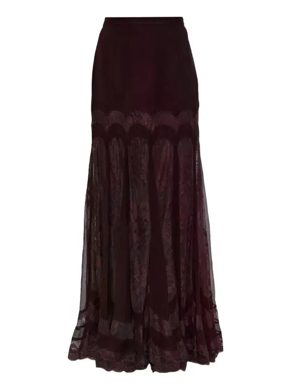 Zimmermann Lace-insert Silk Maxi Skirt - Brown