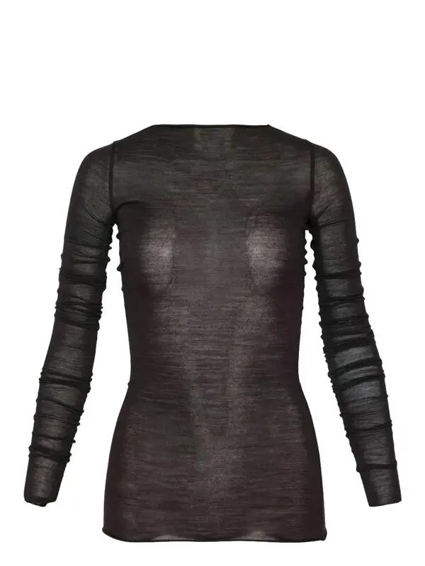 Rick Owens Sheer Ruched-sleeve Top - Black