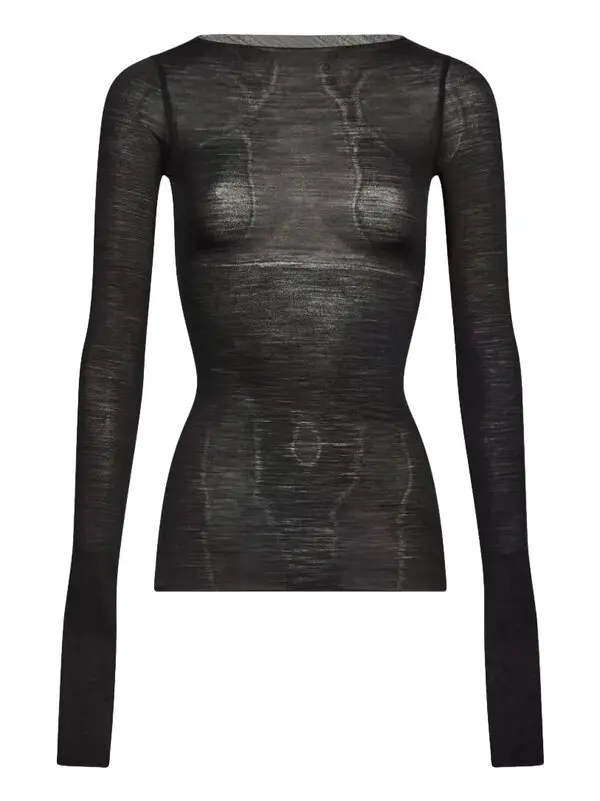 Rick Owens Sheer Ruched-sleeve Top - Black