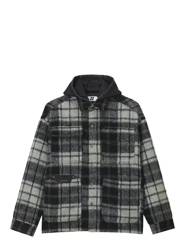 Izzue Plaid Hooded Jacket - Grey