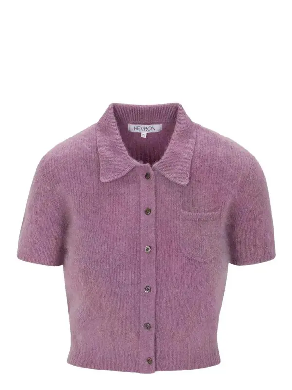 HEVRON Juno Brushed-knit Button-up Cardigan - Purple