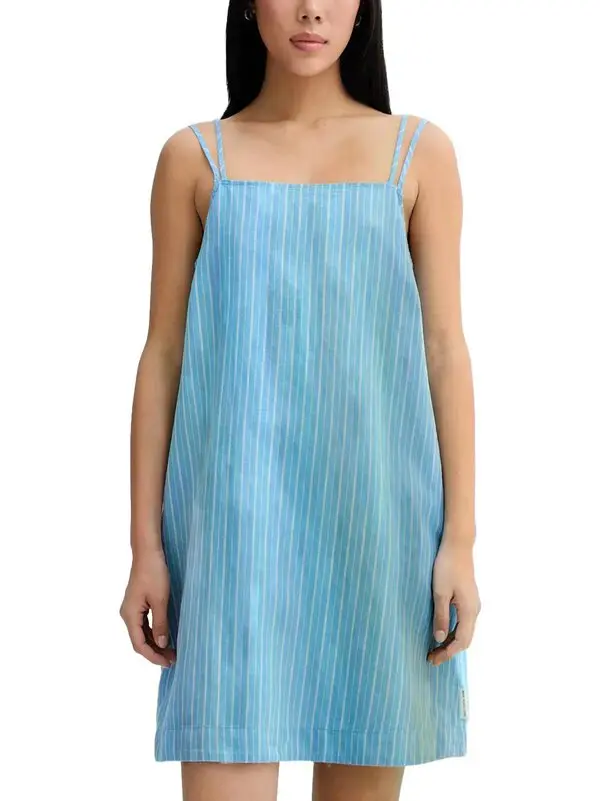 Marc O'polo Vertical-stripe Square-neck Mini Dress - Blue