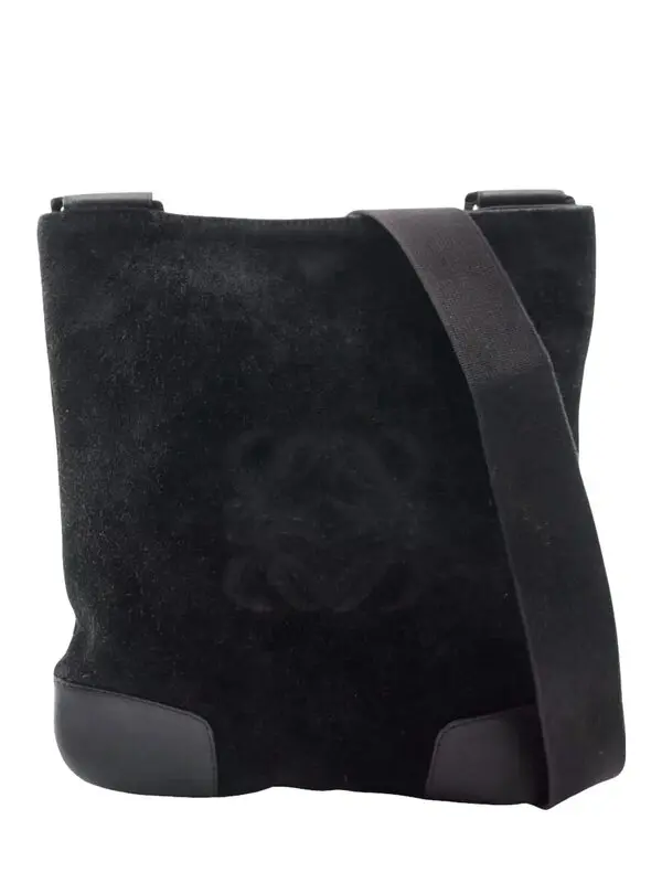 Loewe 2000-2026 Suede Anagram Crossbody Bag - Black