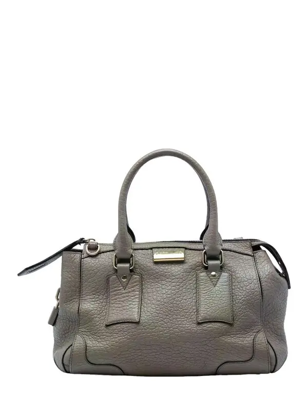 Burberry 2000-2017 Small Grained Leather Heritage Gladstone Satchel - Grey