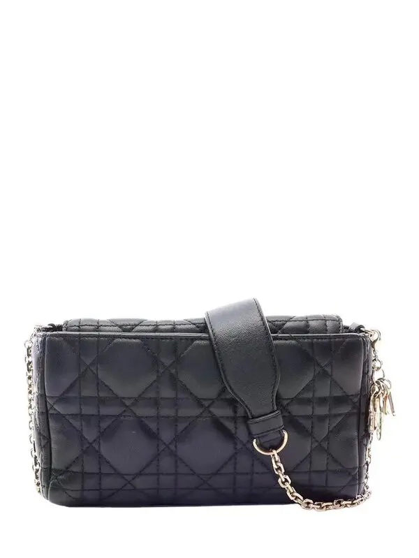 Dior 2010-2026 Lambskin Cannage Crossbody Bag - Black