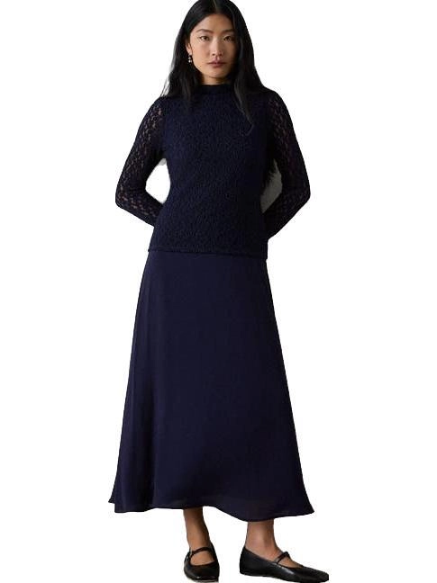 Whistles Drop Waist Midi Dress - Navy