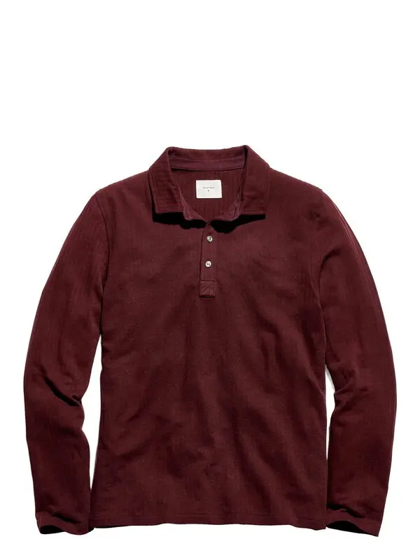 Billy Reid Long Sleeve Herringbone Polo - Plum