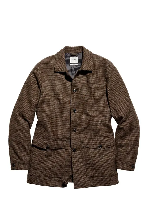 Billy Reid Houndstooth Bennet Overcoat - Brown Multi