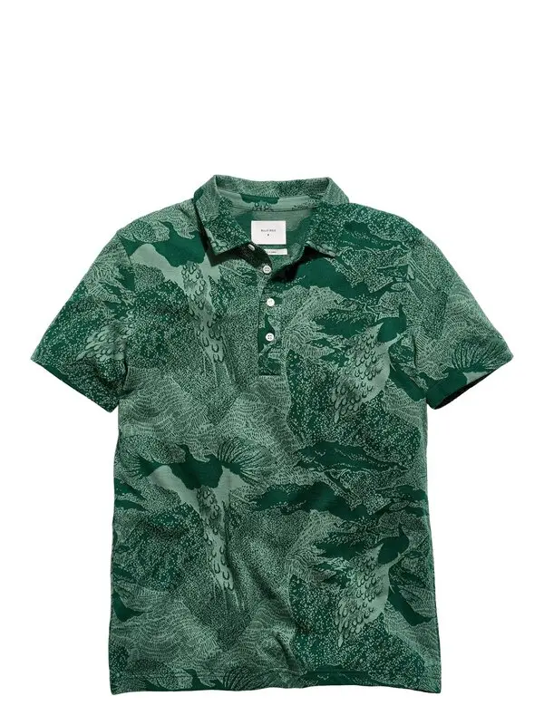 Billy Reid Numajiri Archive Peacock Polo - Sycamore Multi