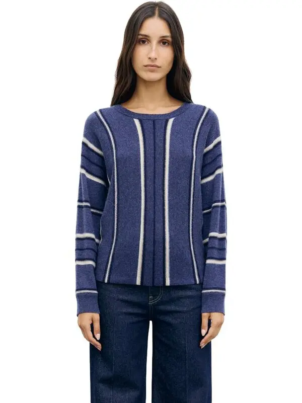 Gerard Darel Ricki 100% Cashmere Striped Sweater - Jeans