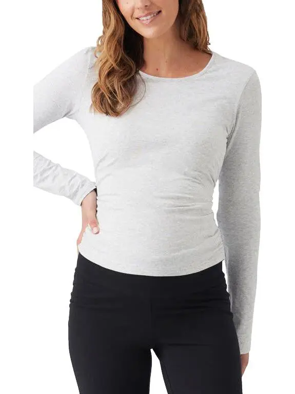 RIPE MATERNITY Organic Cotton Ruched Matenity Top - Silver Marle