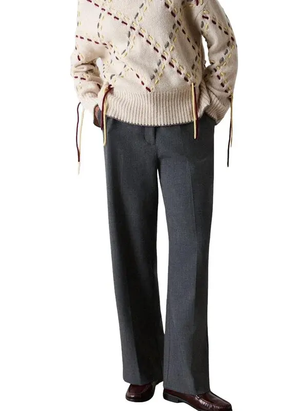 Whistles High Rise Straight Trouser - Grey