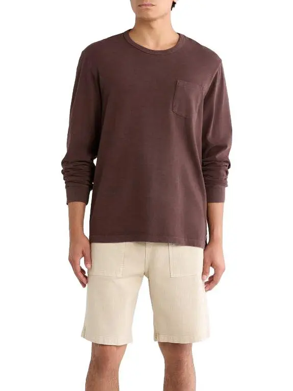 Marine Layer Luxe Slub Organic Cotton Long Sleeve Pocket T-shirt - Java