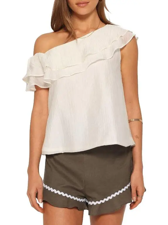 PETAL & PUP Veana One Shoulder Top - Cream