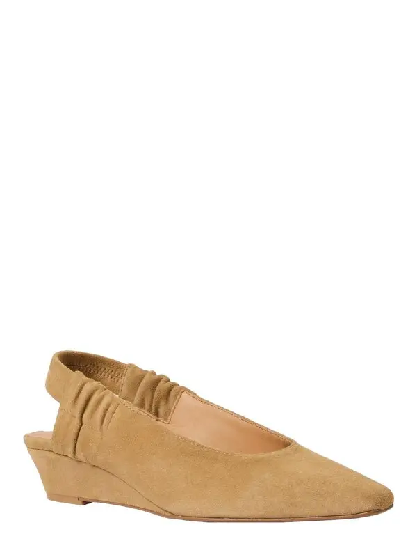 Andre Assous Odeya Slingback Pointed Toe Wedge Pump - Sand Suede
