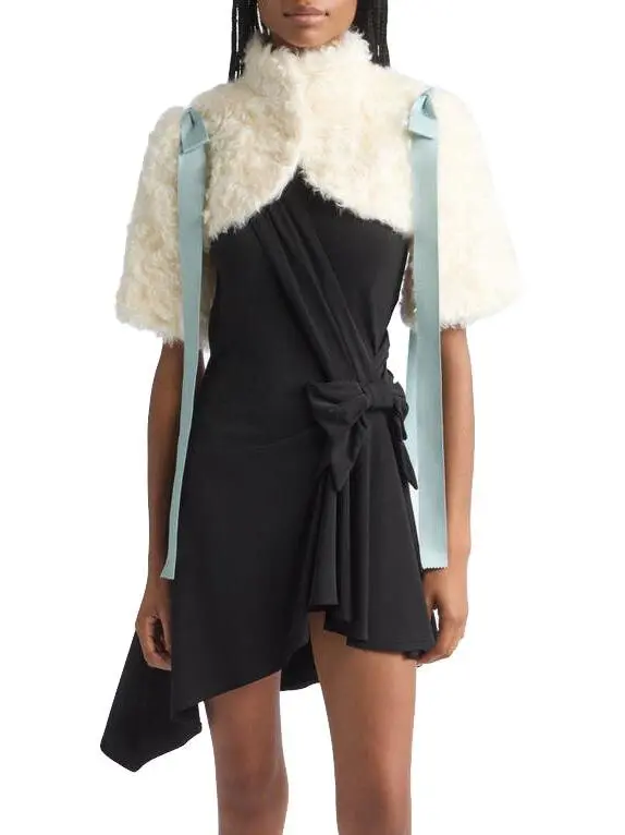 Sandy Liang Mohair Blend Bolero Jacket - Cream