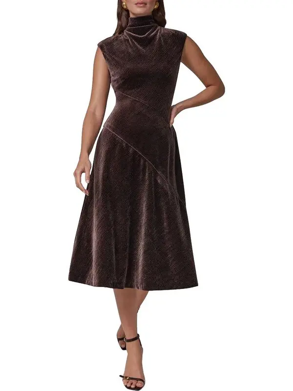 Donna Karan New York Metallic Plissè Midi Dress - Espresso