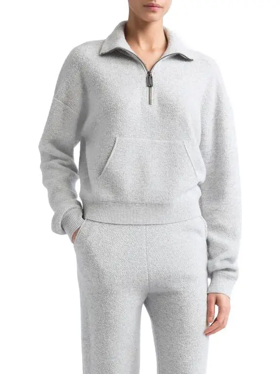 Victoria Beckham Wool Blend Knit Joggers - Light Grey Marl