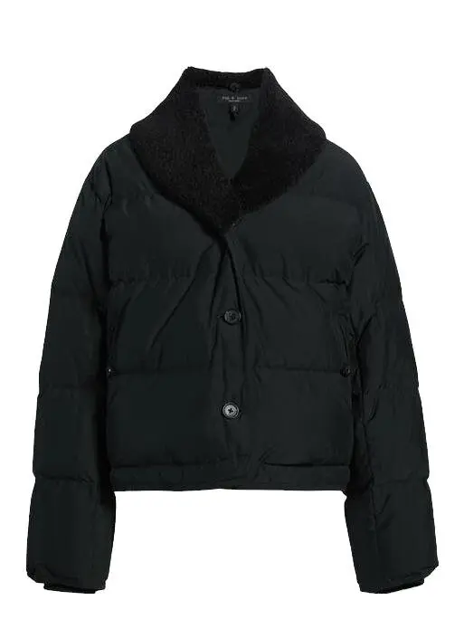 Rag & Bone Angie Faux Shearling Trim Puffer Jacket - Black