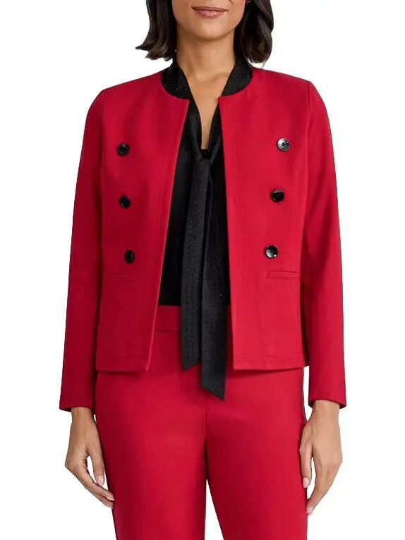 KASPER Faux Double Breasted Jacket - Fire Red